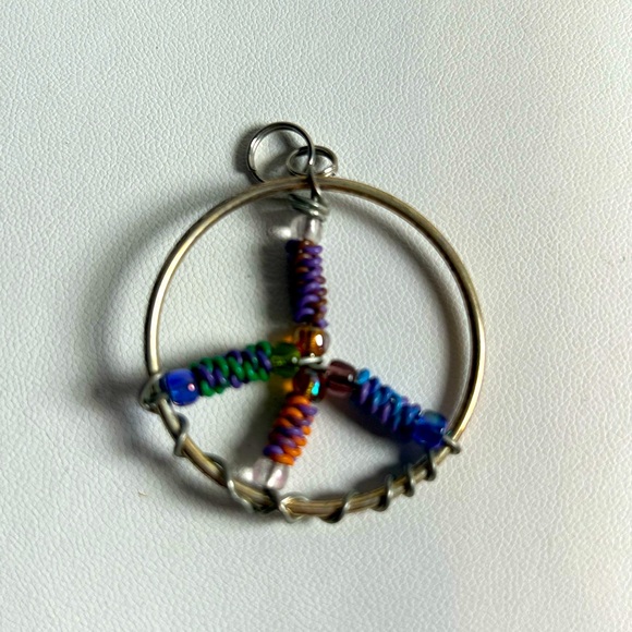 Vintage | Jewelry | Vintage 9s Sterling Silver Beaded Peace Sign ...